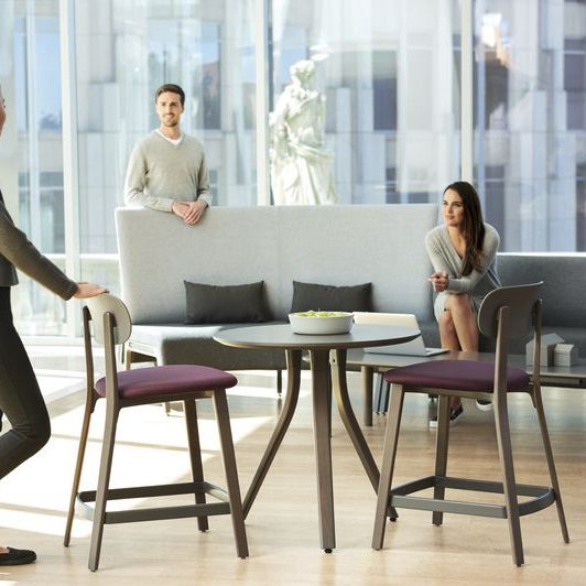 Contemporary table - ZONES - Teknion - wooden / round / commercial