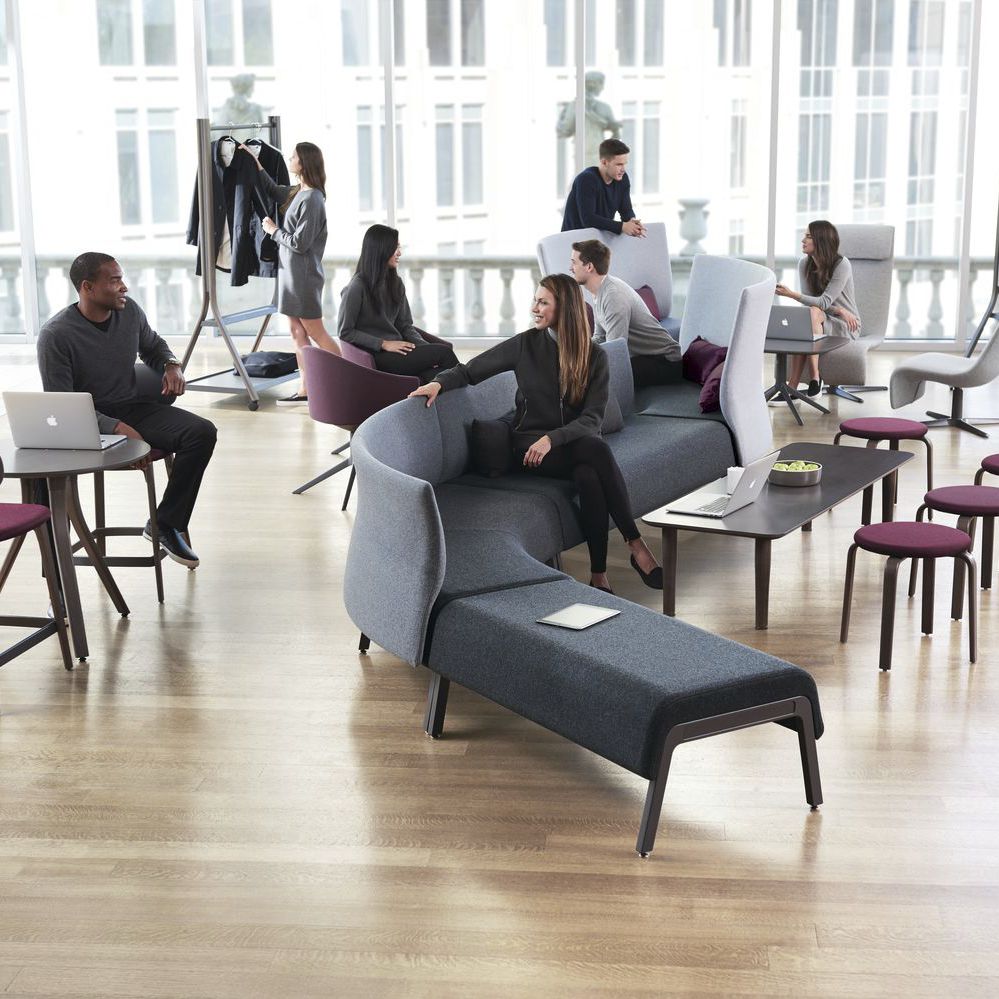 Modular upholstered bench - ZONES - Teknion - contemporary / fabric ...