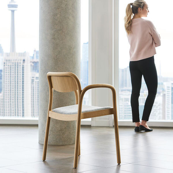 Contemporary chair - LARU - Teknion - oak / plywood / commercial