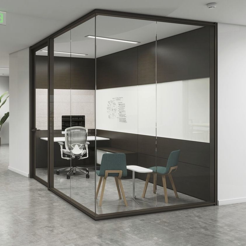 Demountable partition - FOCUS - Teknion - aluminum / polycarbonate ...