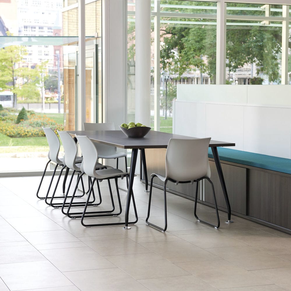 Contemporary visitor chair - NAMI - Teknion - indoor / chrome / metal base