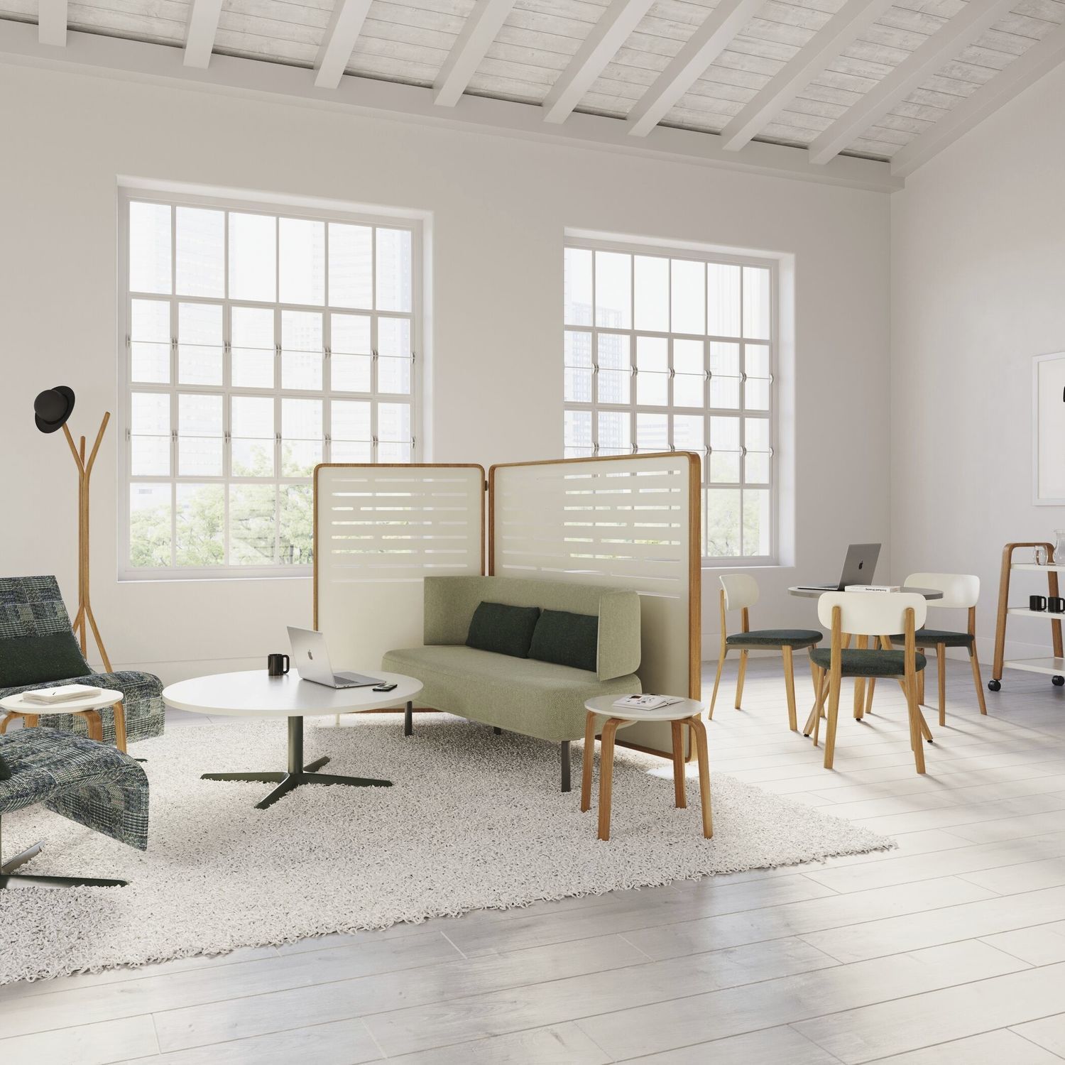 Contemporary bench - ZONES - Teknion - wooden / with backrest / without ...