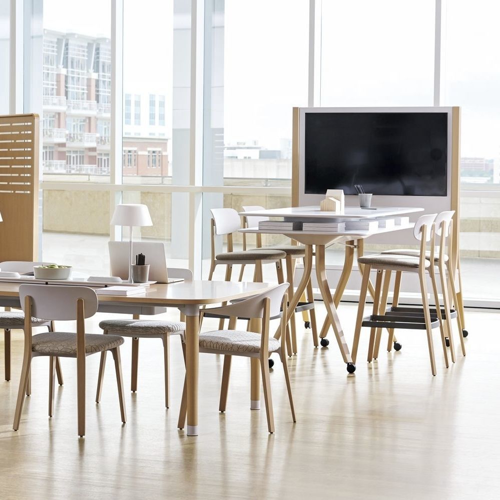 Contemporary table - ZONES - Teknion - wooden / wooden base / rectangular
