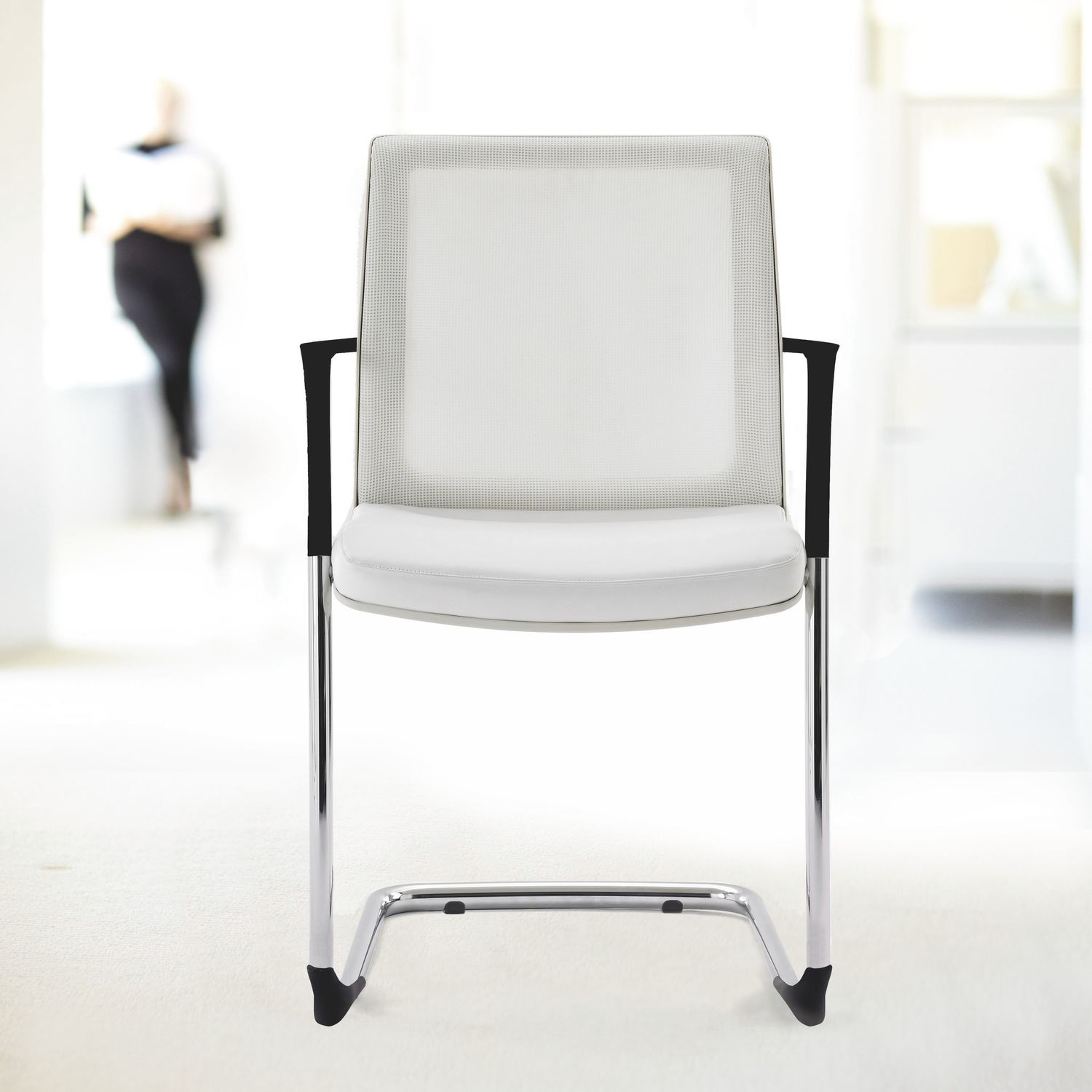 Contemporary visitor chair - PROJEK - Teknion - mesh / for public ...