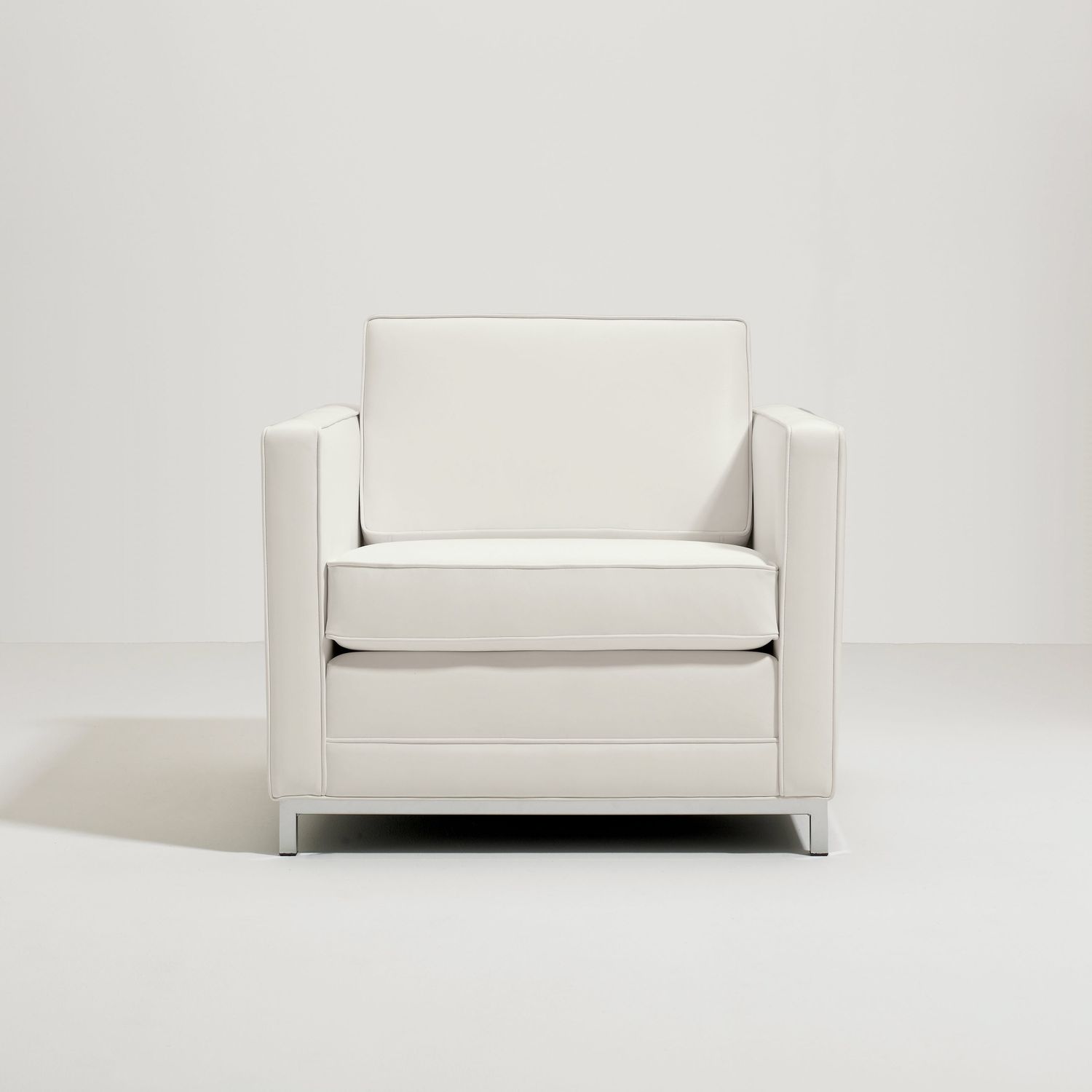 Contemporary lounge chair - TUX - Teknion - leather / chrome / white