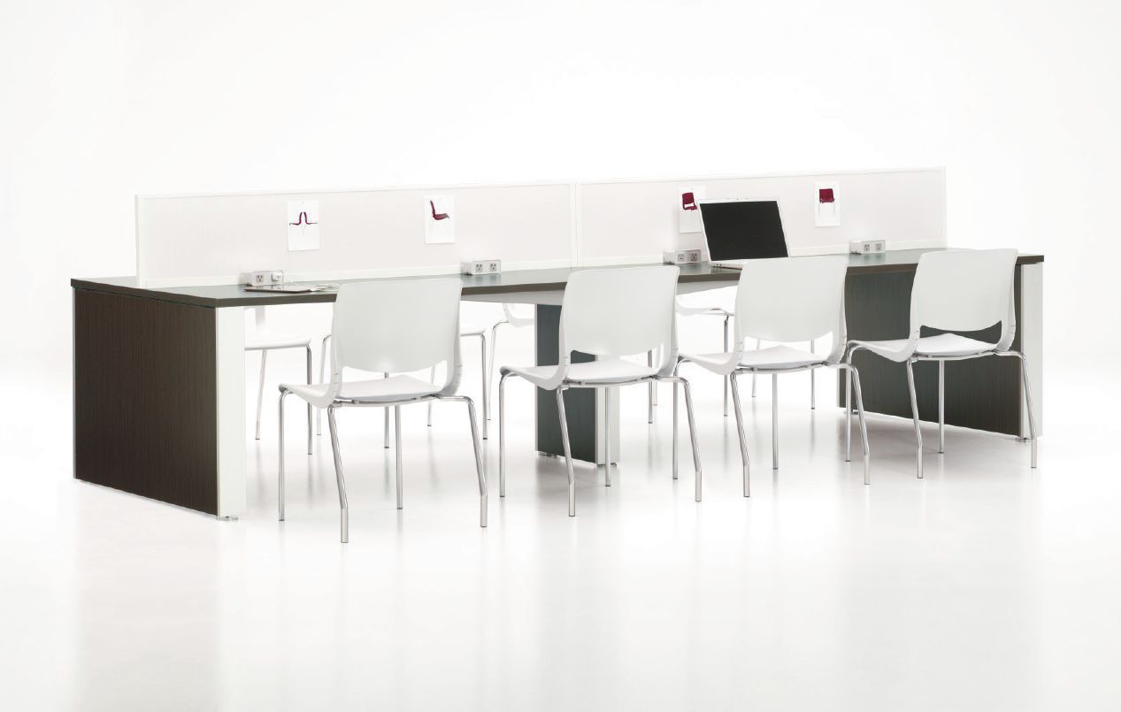 Contemporary classroom table - THESIS - Teknion - wooden / glass / laminate