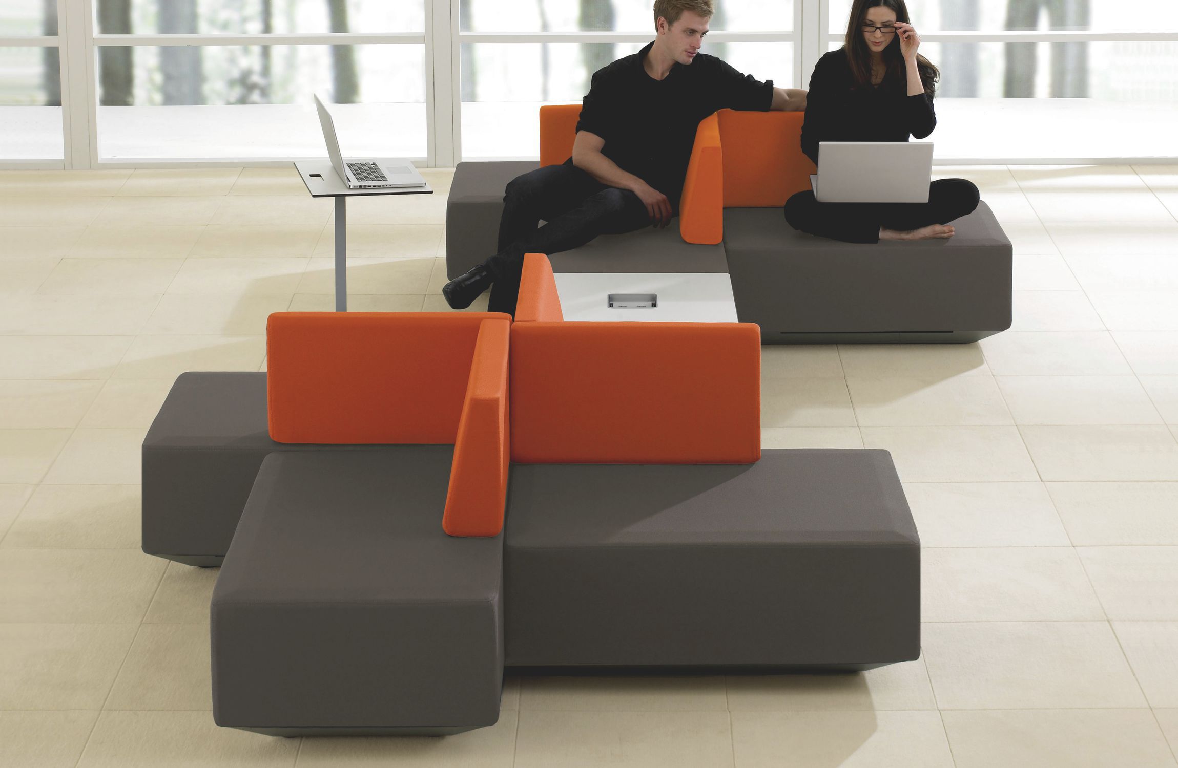 Modular upholstered bench - TEKNION DNA - Teknion - contemporary ...