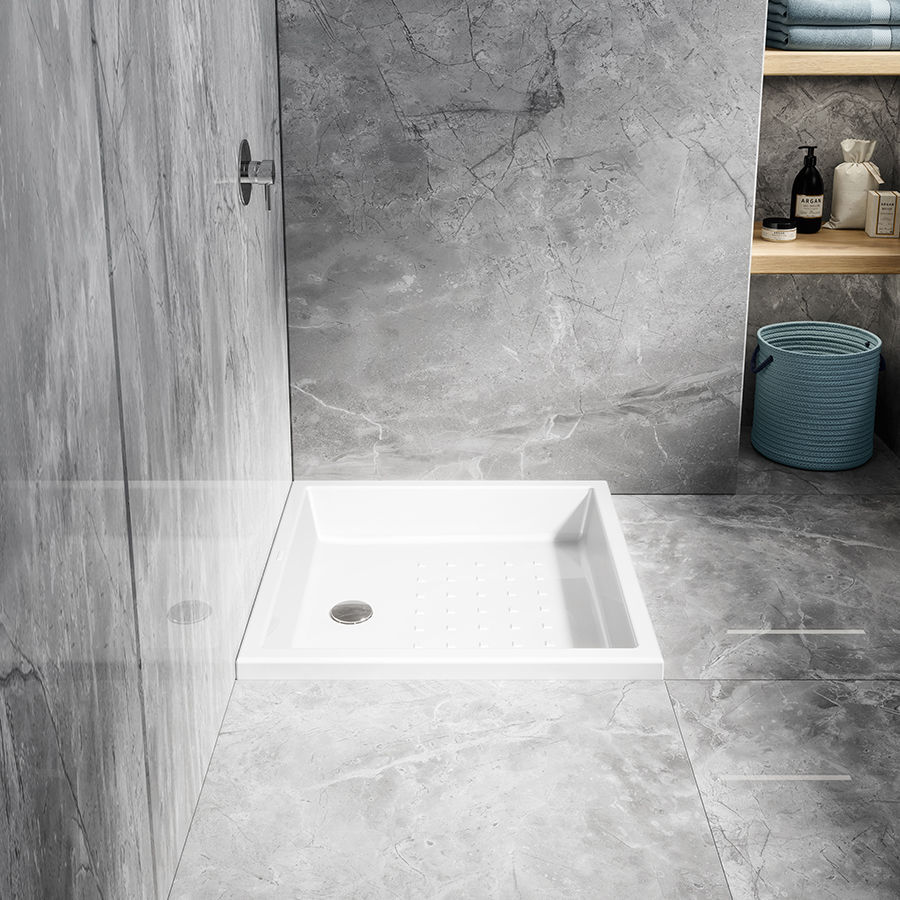 Square shower base - MOSAICO - Sanindusa - recessed / acrylic / non-slip