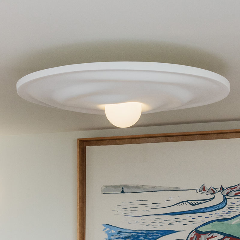 Contemporary ceiling light - KALM - HISLE - round / plaster / LED