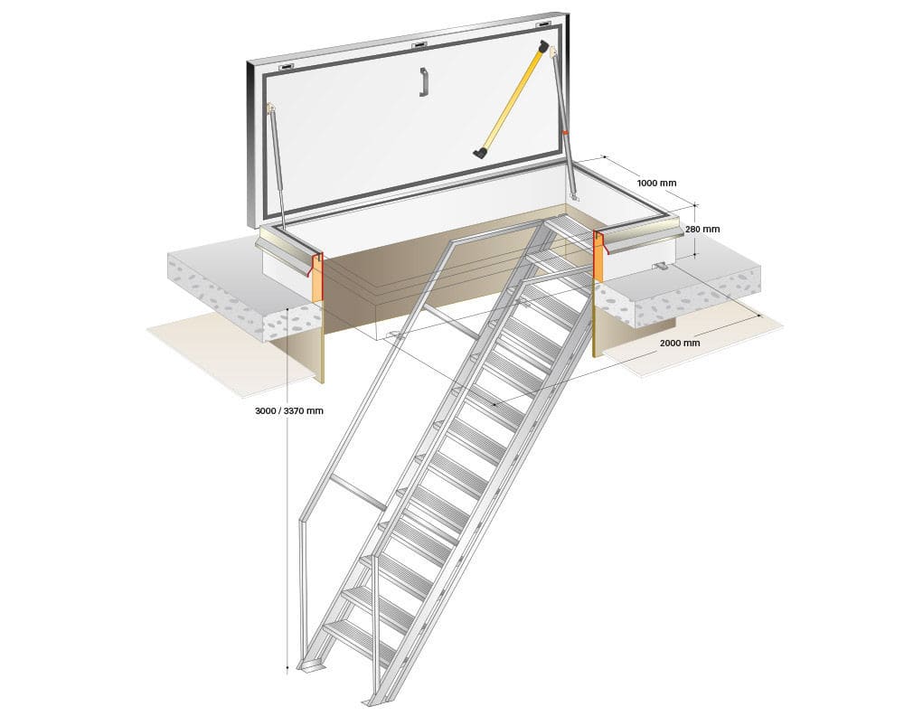 Rooftop access hatch - RHT1020 - GS50 - Gorter - rectangular / aluminum ...