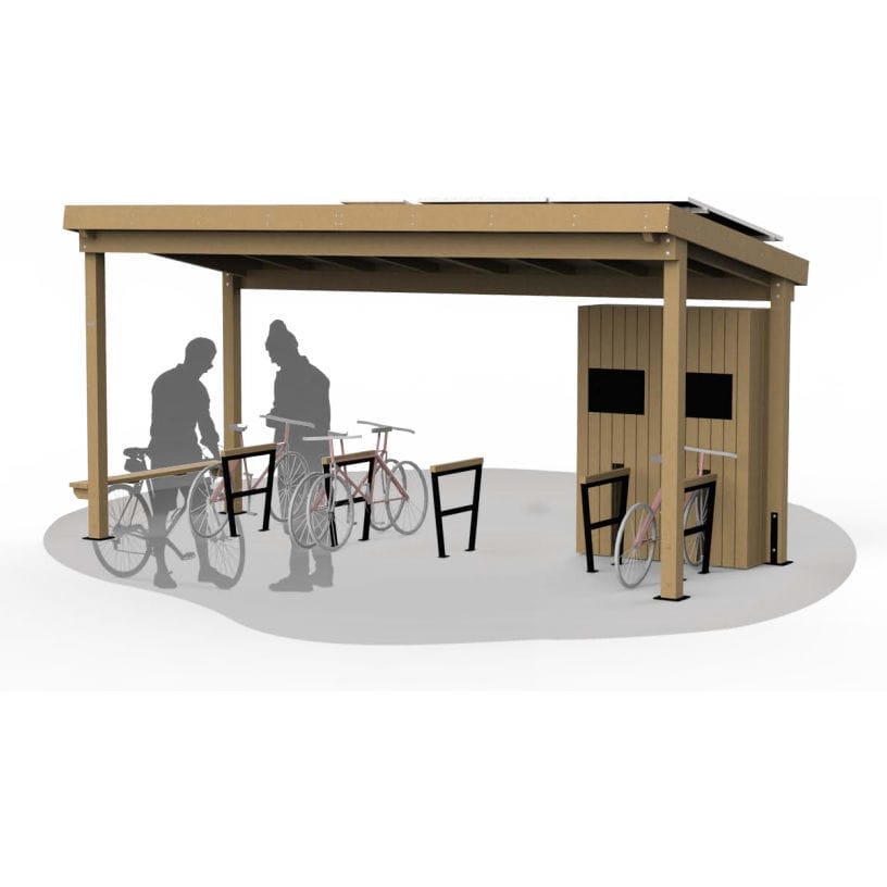 Cycle shelter with solar panel - O’VÉLO SOL2 - Rondino - with ...