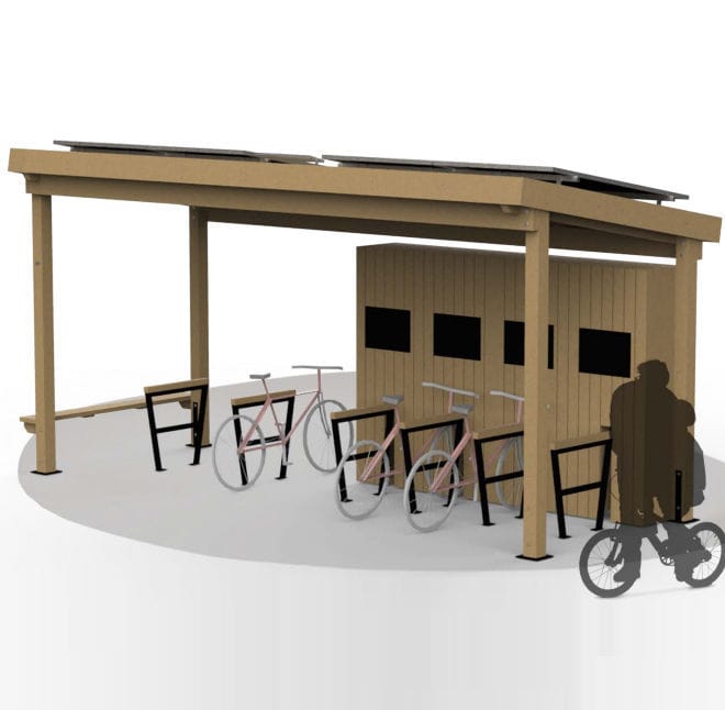 Public space cycle shelter - O’VÉLO SOL4 - Rondino - wooden / with ...