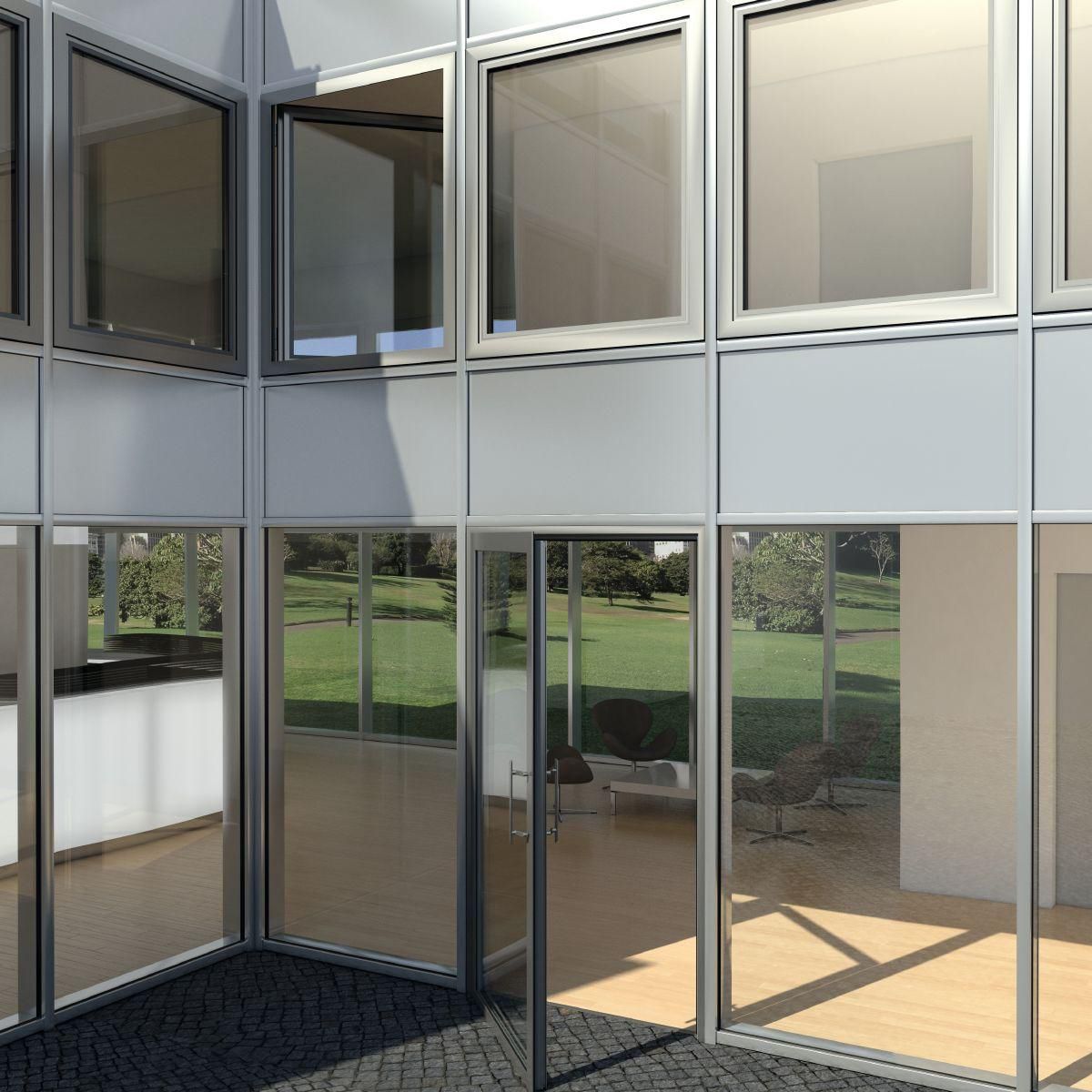 Glass facade system - FW 50+ BF - Schüco - aluminium / screening / fire ...