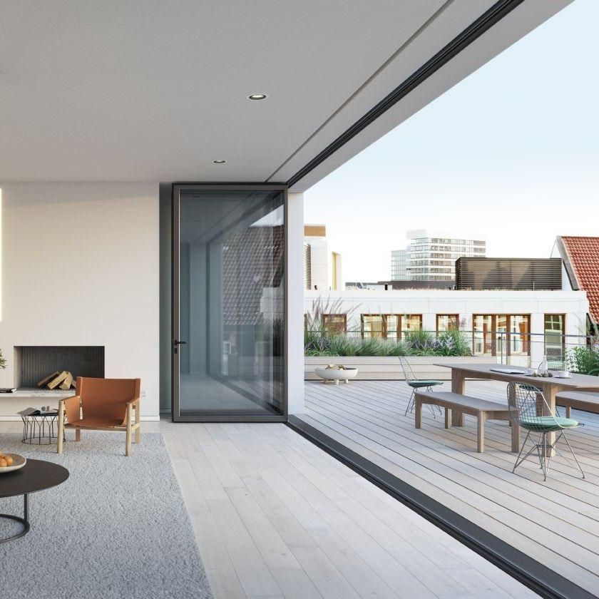 Aluminum sliding system - AS FD 75 - Schüco - stainless steel / door ...