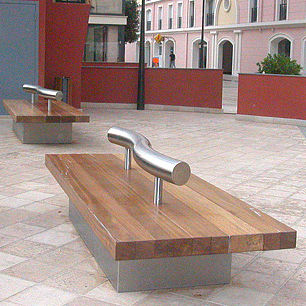 Contemporary public bench - SUR MESURE - FRANCE INOX INDUSTRIE - wooden ...