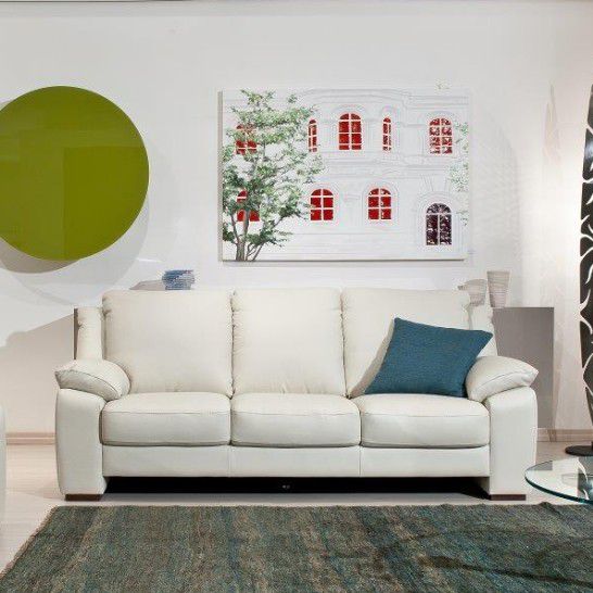 Contemporary sofa - MORANDI - Alpa Salotti - leather / white / 3-seater