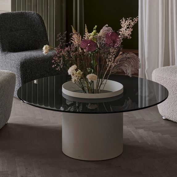 Contemporary coffee table - BUCKET - Blå Station - glass / metal base ...