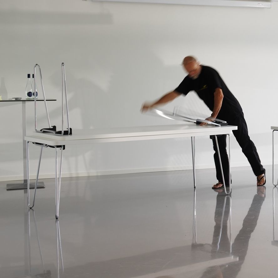 Contemporary table - CLIP - Blå Station - melamine / steel base ...