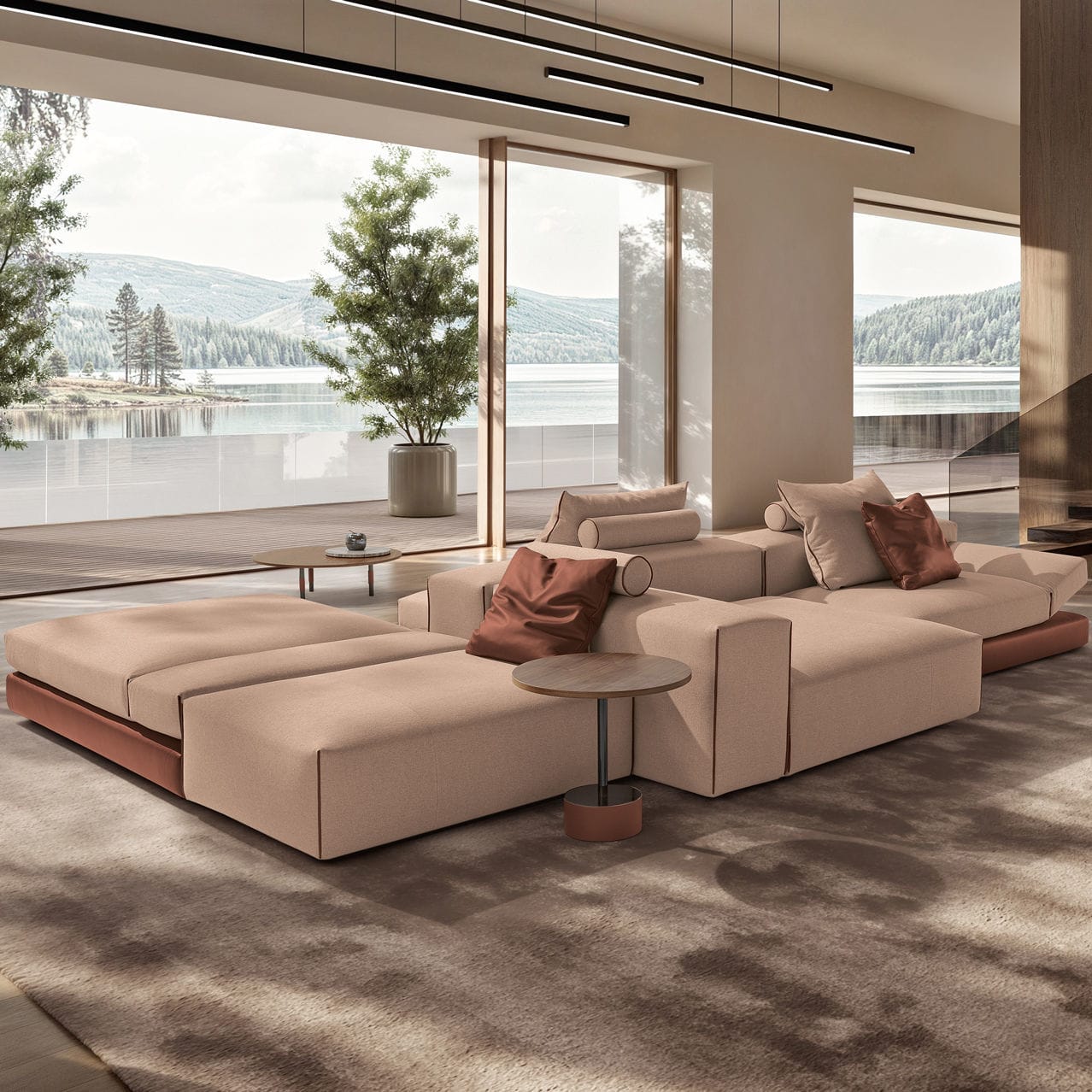 Modular sofa - Match - maxdivani - contemporary / fabric / leather