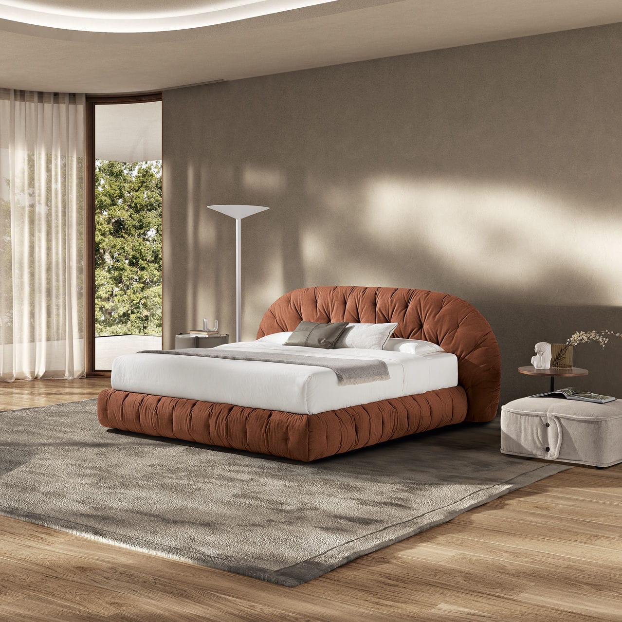 Double bed - Globo - maxdivani - contemporary / with headboard / with in-base storage