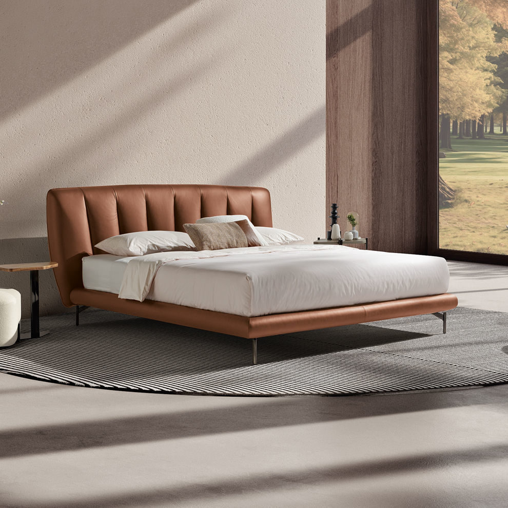 Double bed - Perla - maxdivani - contemporary / upholstered / with ...