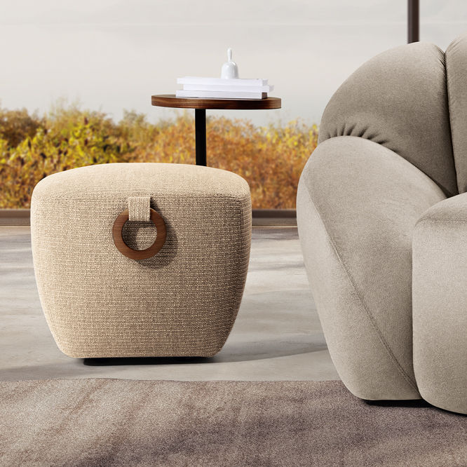 Contemporary pouf - Tarkin - maxdivani - fabric / leather / plastic