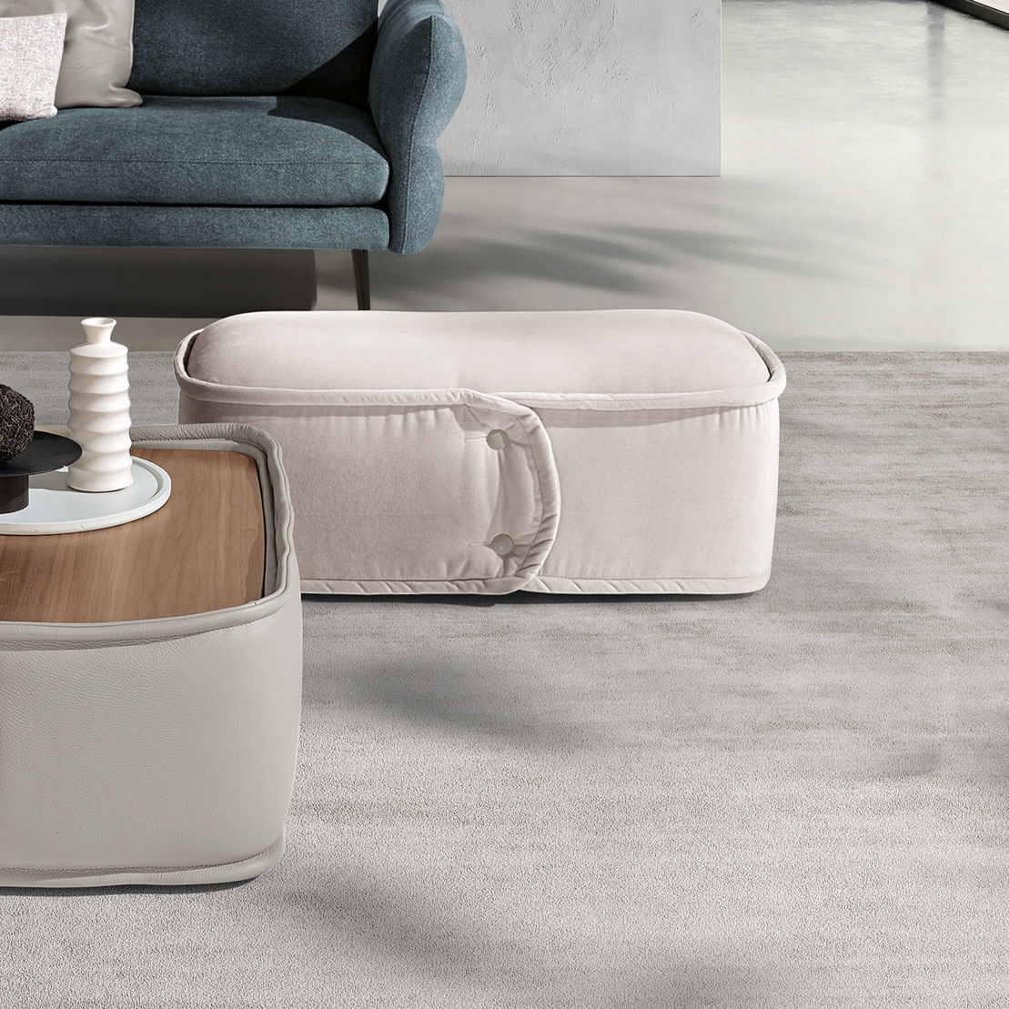 Contemporary pouf - Leia - maxdivani - fabric / leather / rectangular