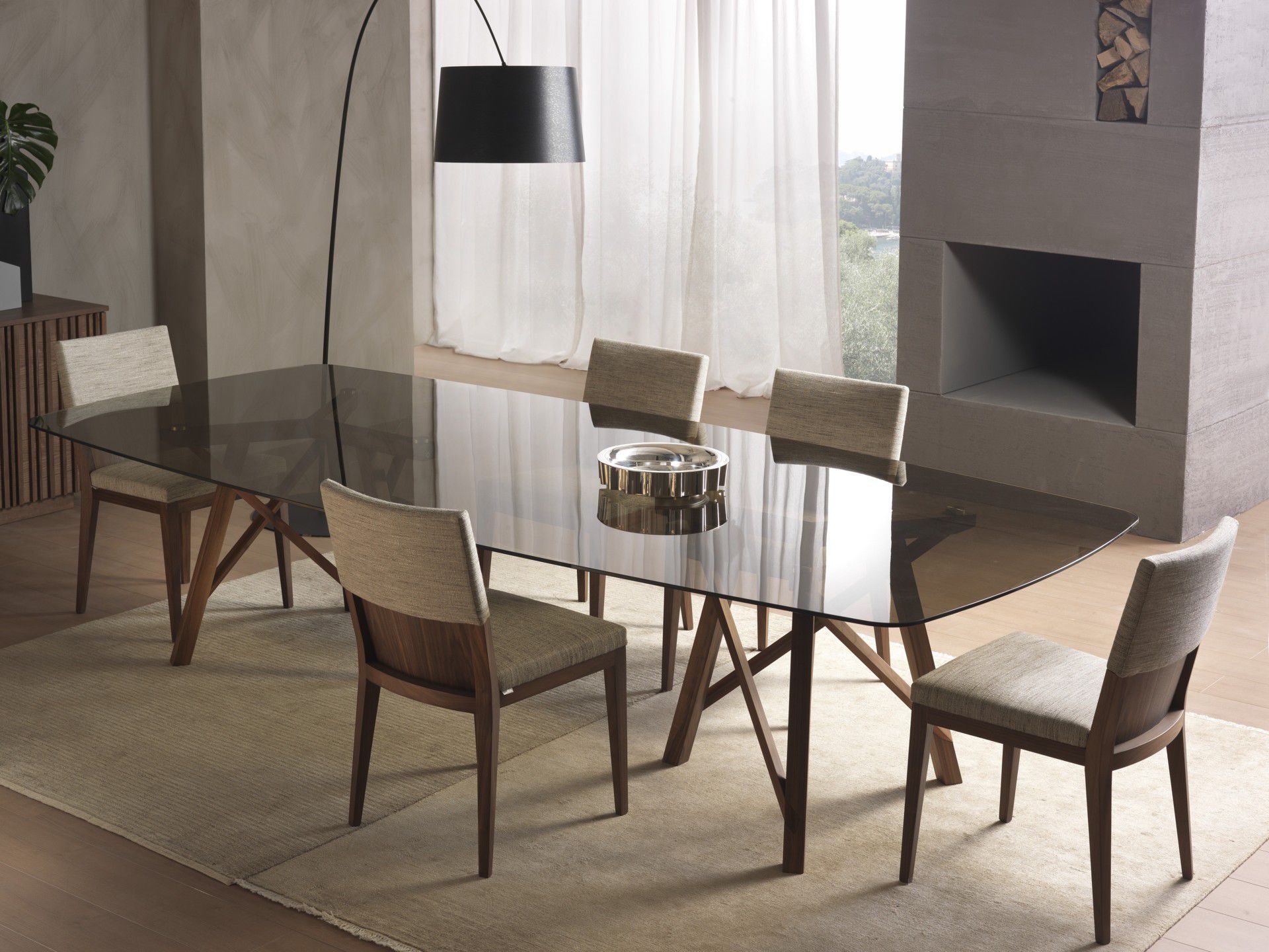 Contemporary dining table - ZEUS - Pacini & Cappellini - wooden / glass ...