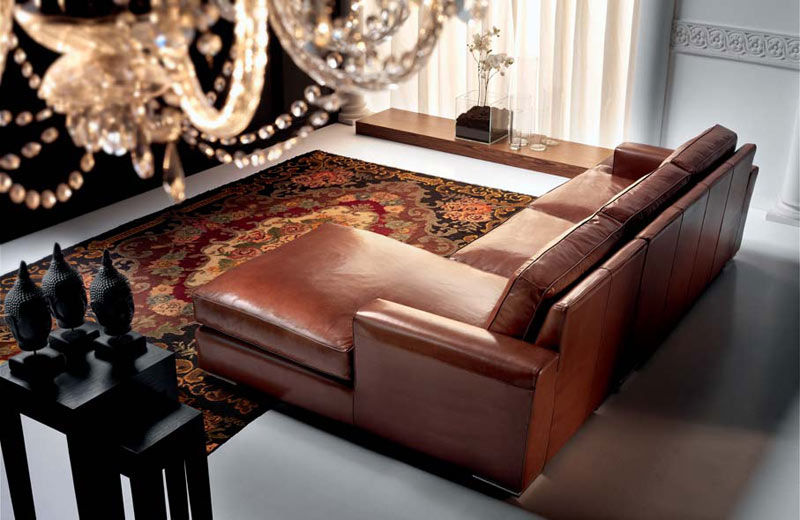 Modular sofa - PANAMA - Cava - contemporary / leather / brown