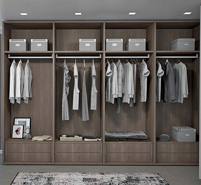 Contemporary walk-in wardrobe - START - Clever - lacquered wood / with ...