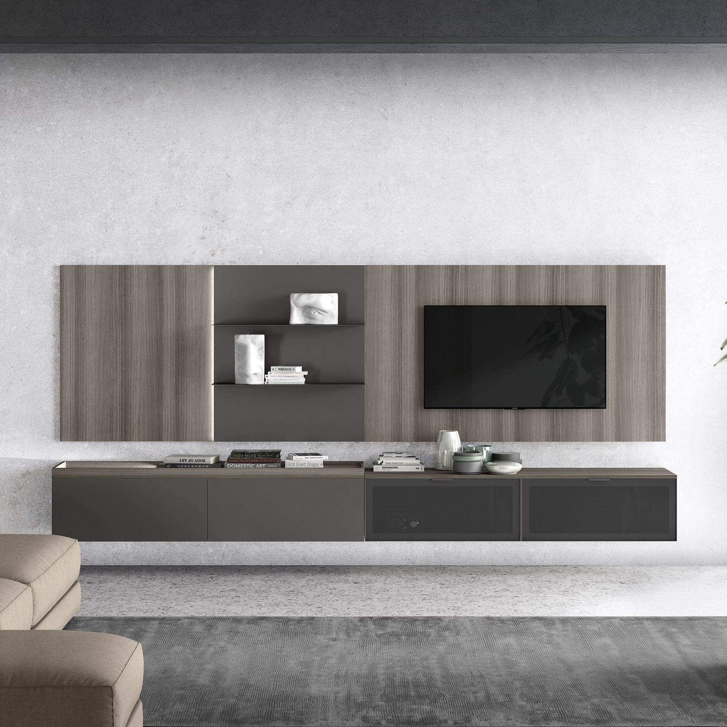 Contemporary TV wall unit - VITALYTY LUCE C12 - ColombiniCasa - metal ...