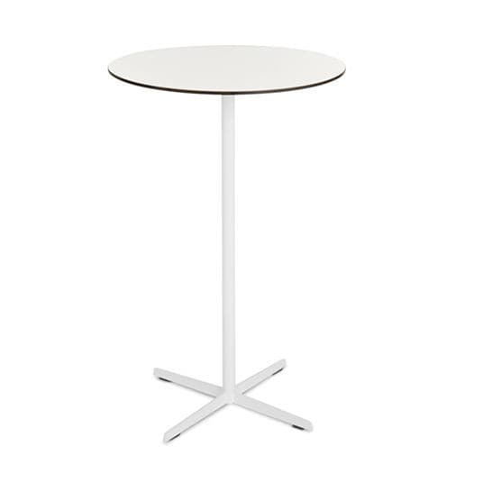 Contemporary table - Rab - Coro - laminate / stainless steel base / round