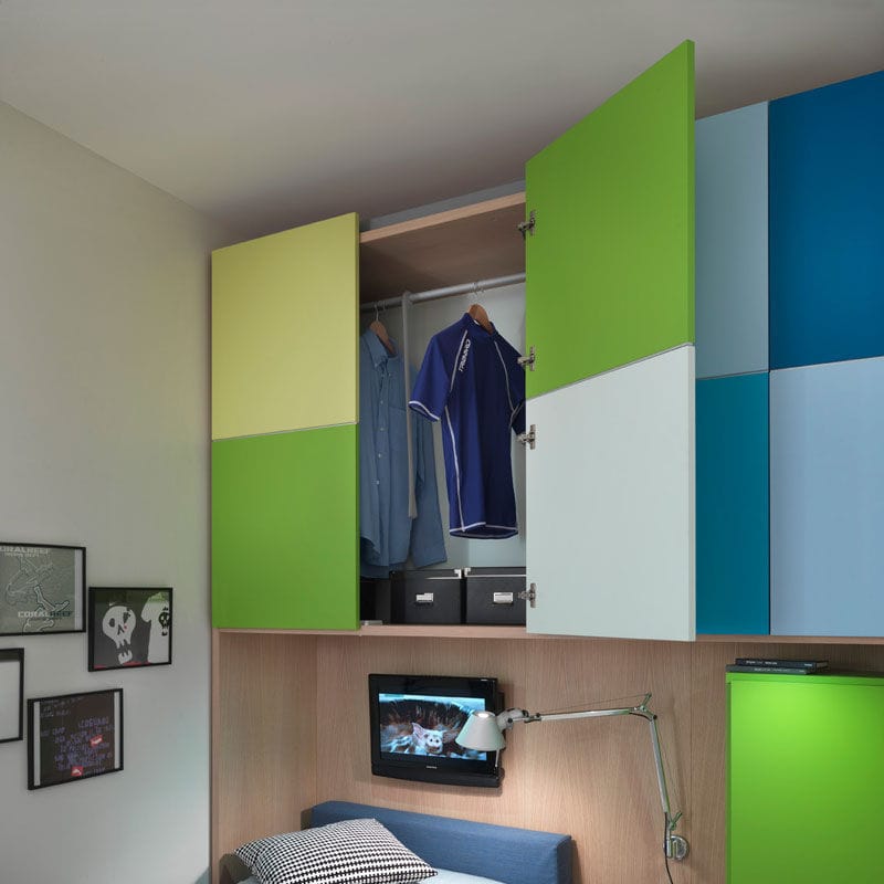 Contemporary wardrobe - DKS Srl - wooden / with swing doors / bridge