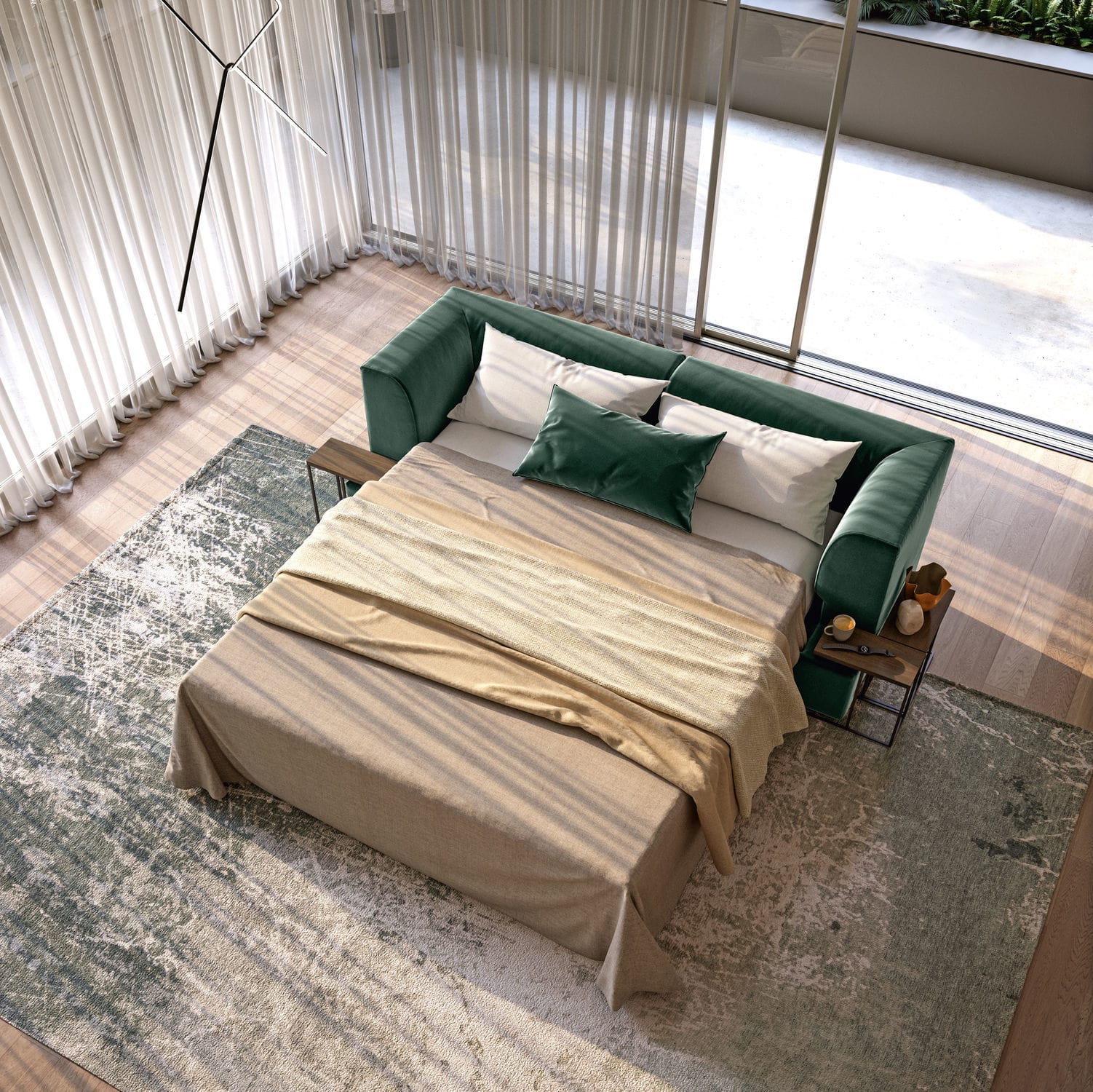 Modular sofa - TAMIR - Doimo Salotti - bed / contemporary / fabric