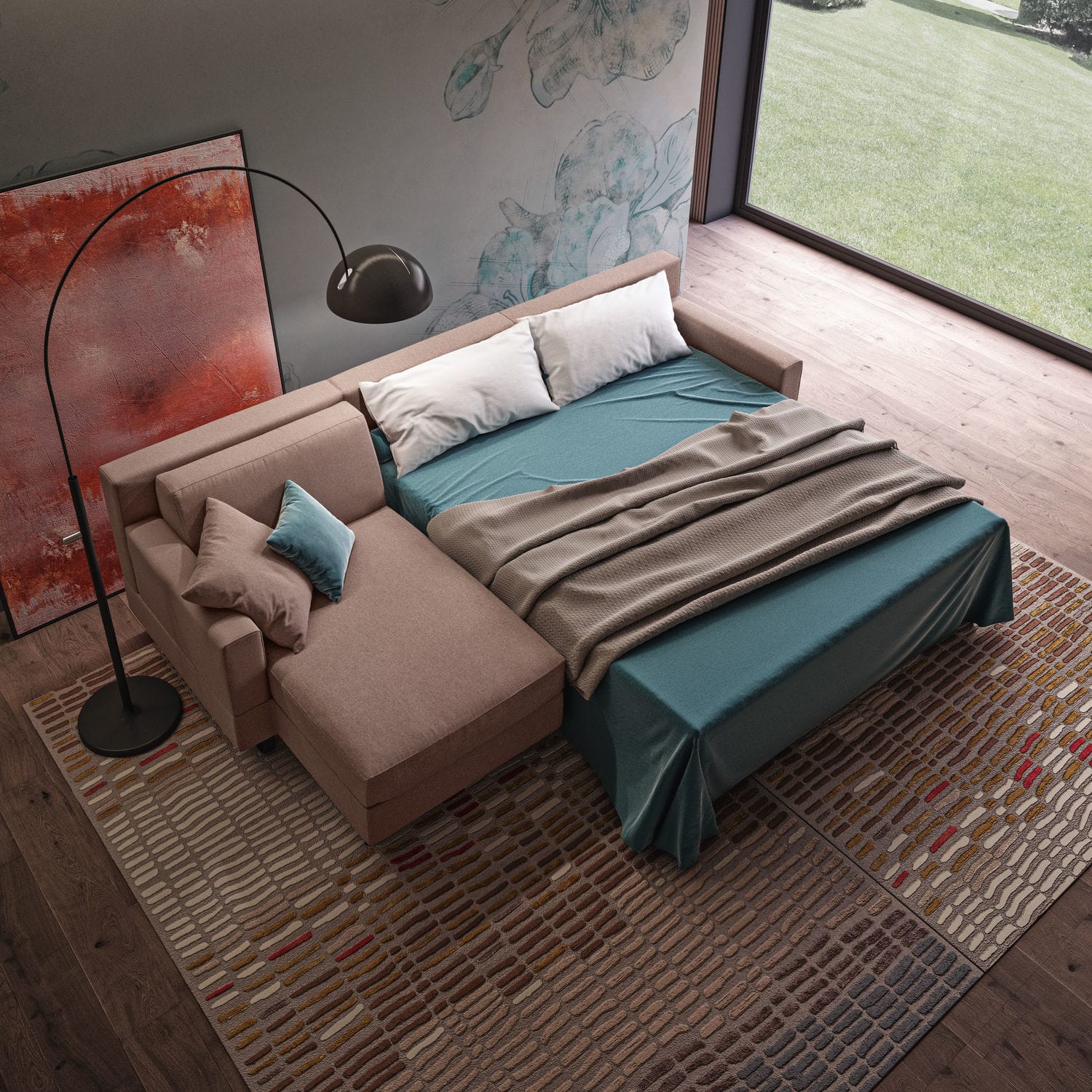 Modular sofa - TOMAS - Doimo Salotti - bed / contemporary / fabric