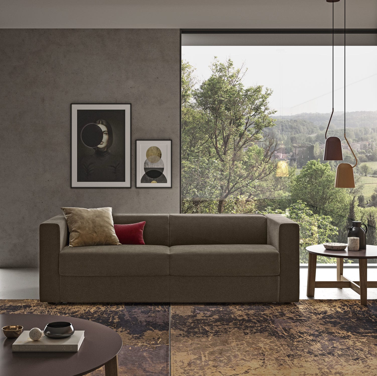 Modular sofa - TRESOR - Doimo Salotti - bed / contemporary / gray