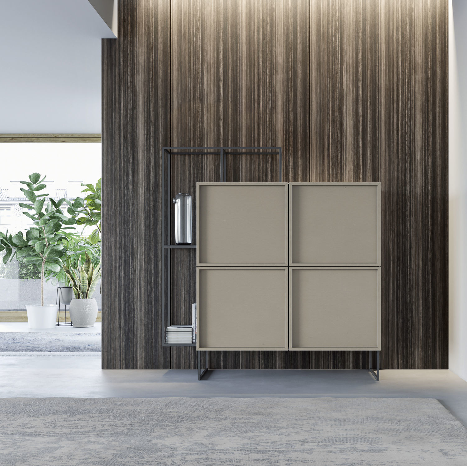 High sideboard - ALMA - Doimo Salotti - contemporary / melamine / with shelf