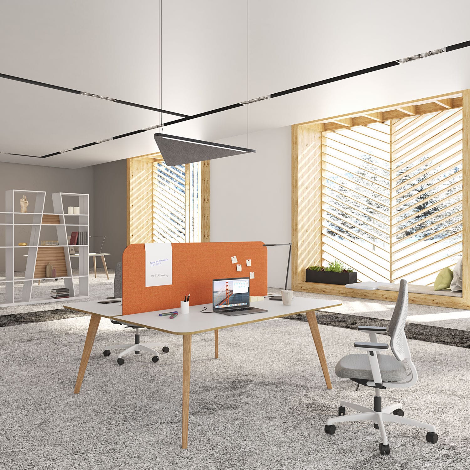 Workstation desk - P45 - ESTEL - contemporary / oak / MDF