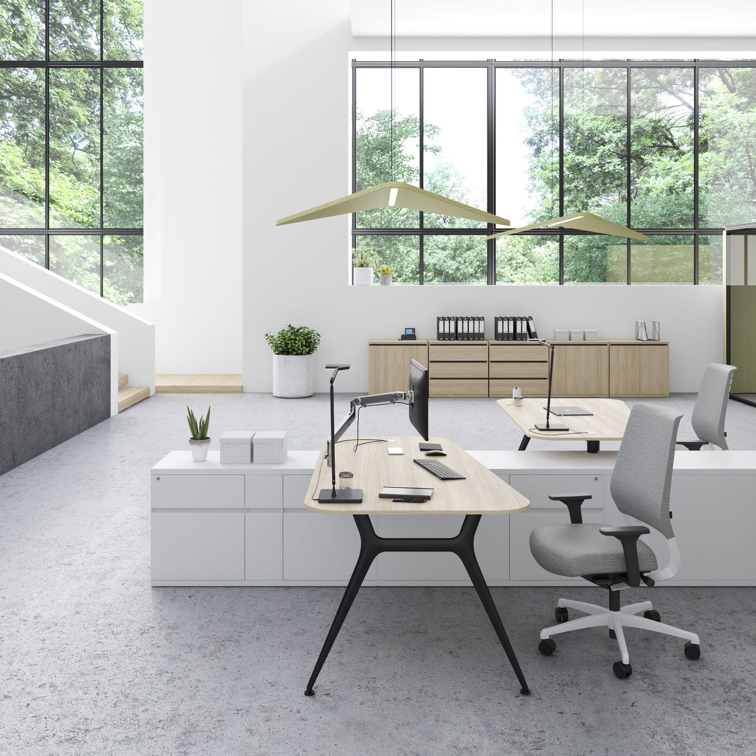 Workstation desk - CARTESIO - ESTEL - free-standing / 2-4 person / 4-8 ...