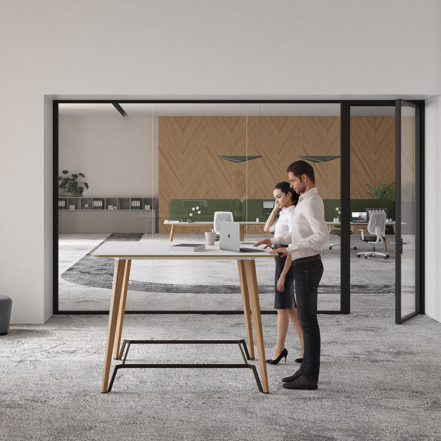 Contemporary high bar table - P45 - ESTEL - wooden / rectangular ...