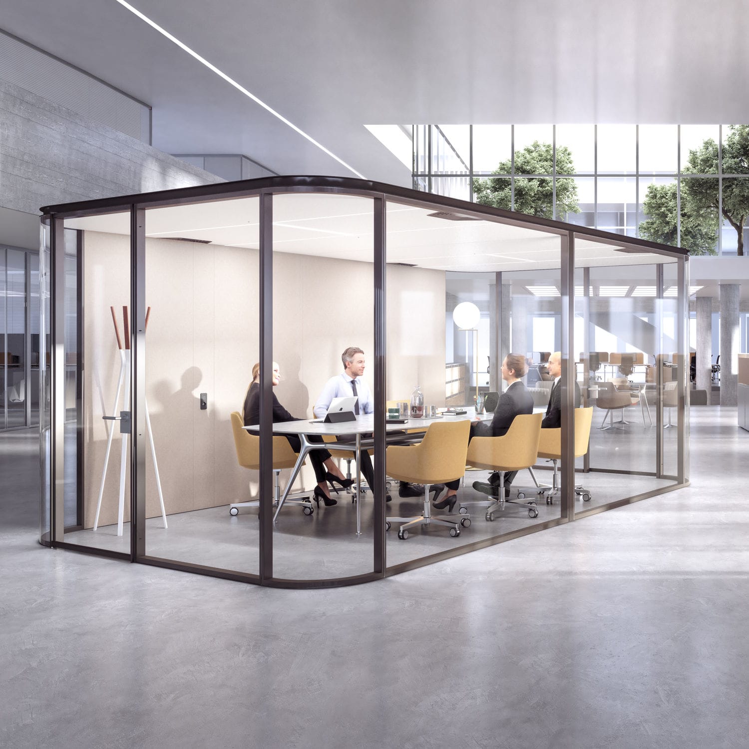 Acoustic privacy office space - ESTEL - glazed / with glass door / for ...