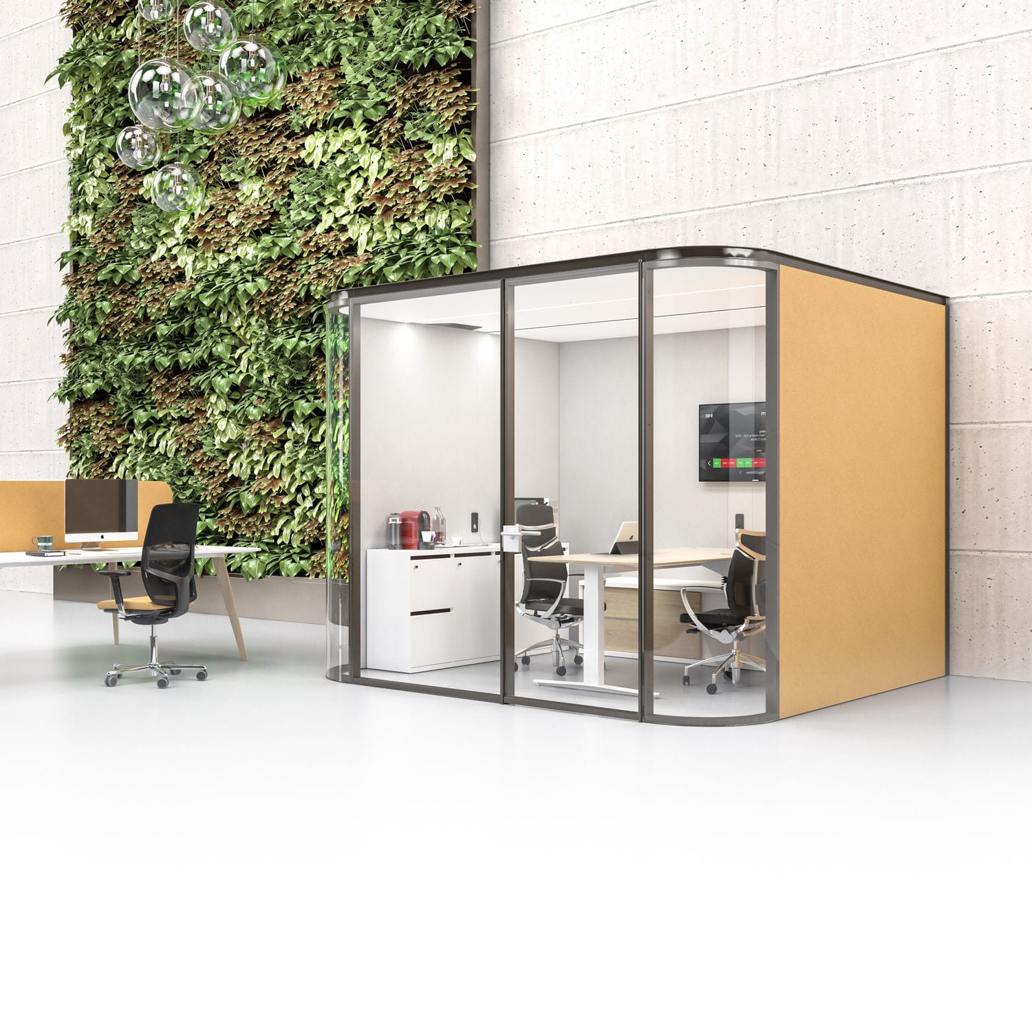 Acoustic privacy office space - ESTEL - glazed / with glass door / for ...