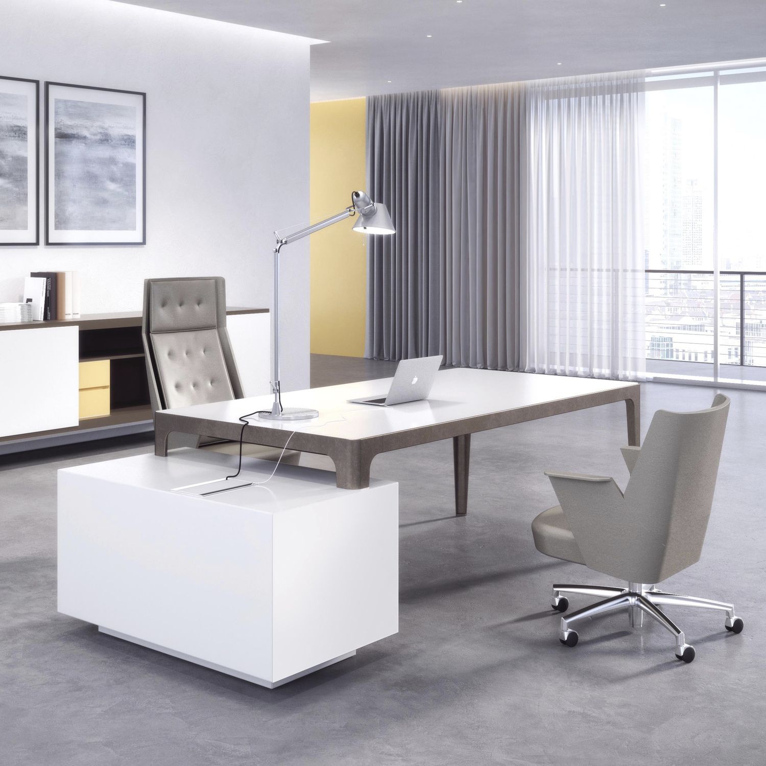 Executive desk - GRAND MORE - ESTEL - free-standing / 2-4 person ...