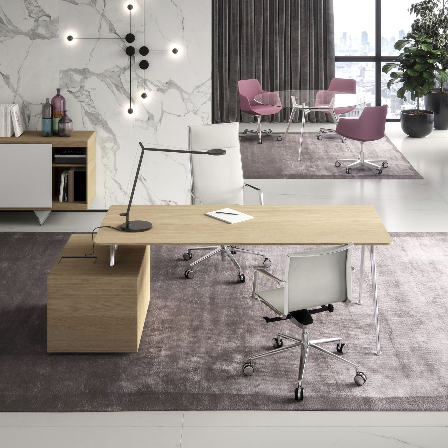 Executive desk - P016 - ESTEL - free-standing / 2-4 person / contemporary