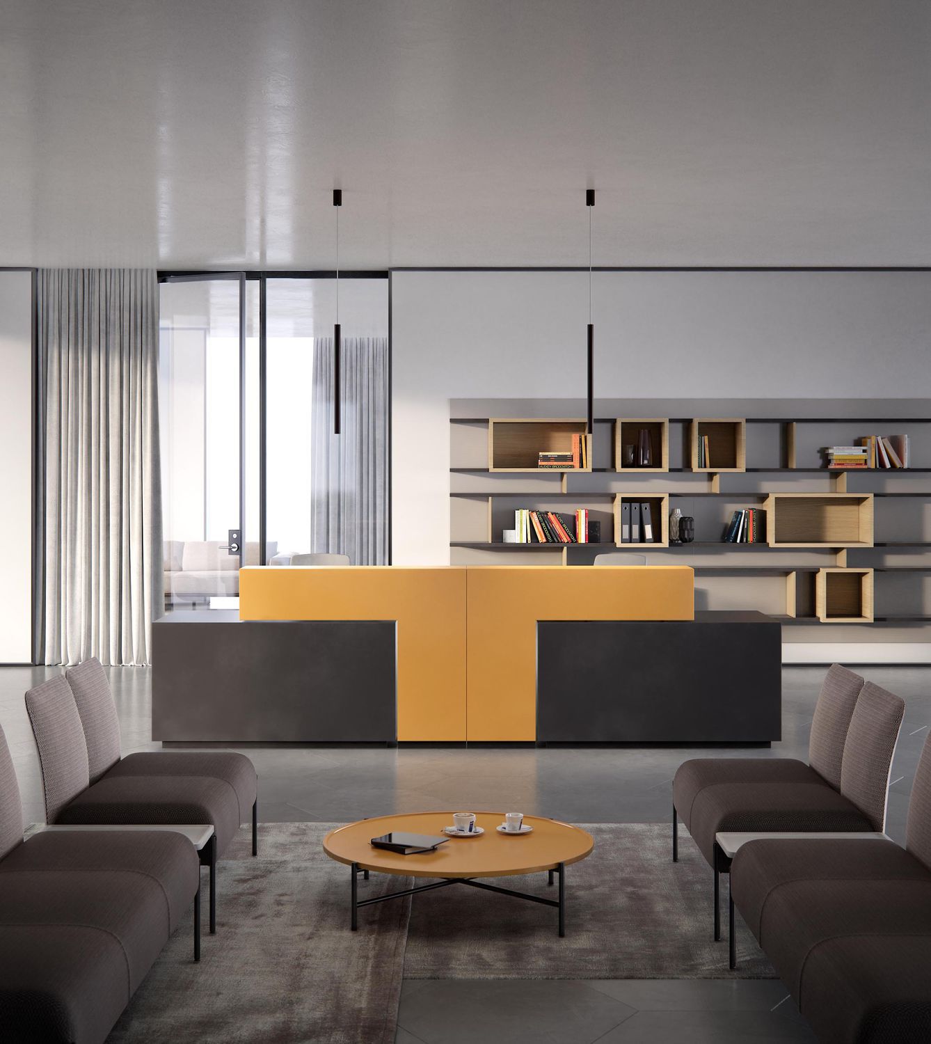 Modular reception desk - BRIDGE - ESTEL - wooden / metal