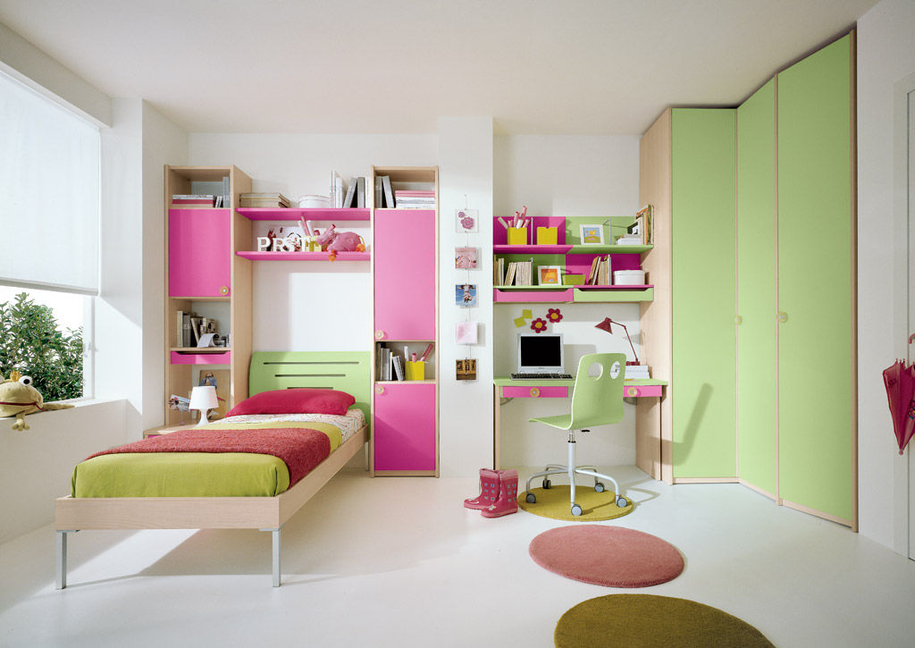 Pink children's bedroom furniture set - A.1 - Faer Ambienti - girl's