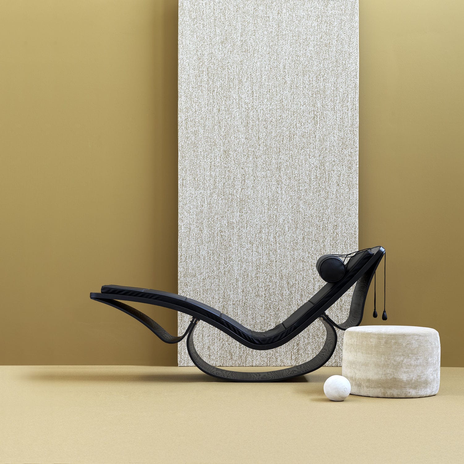 Contemporary chaise longue - RIO - fasem - leather / beech / rocking