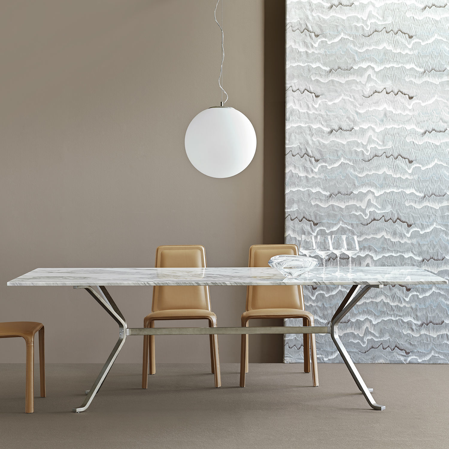 Contemporary dining table - CRAB - fasem - tempered glass / marble ...