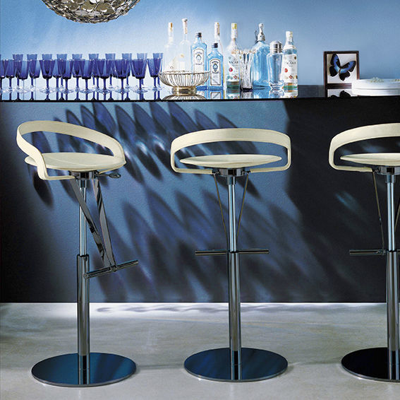 Contemporary stool - CAYMAN BAR BT - fasem - leather / steel base ...