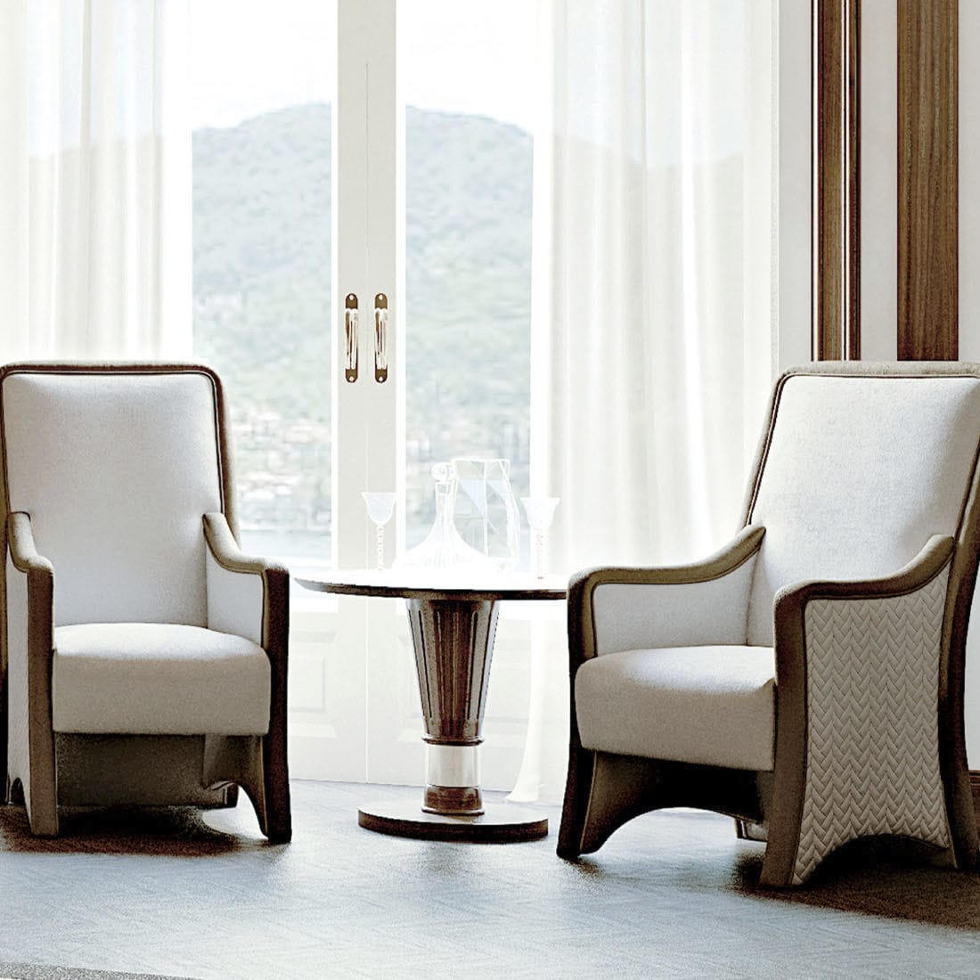 Contemporary side table - Parker - Formenti - wooden / leather / fabric